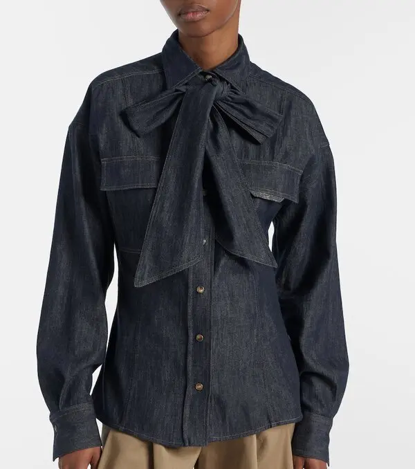 Brunello Cucinelli Bow-tie Cotton Blouse