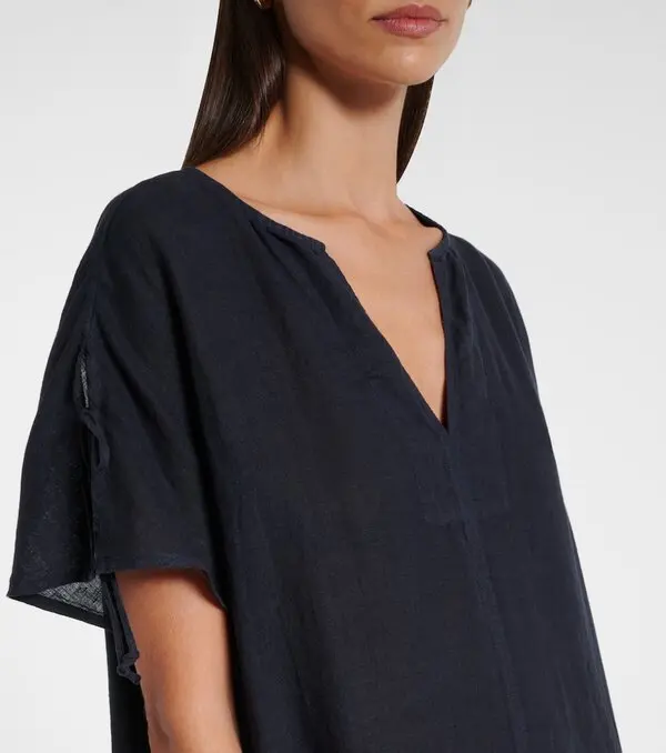 Velvet By Graham & Spencer Maeve Linen Midi Dress With Drawstring Cuffs