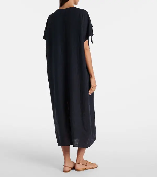 Velvet By Graham & Spencer Maeve Linen Midi Dress With Drawstring Cuffs