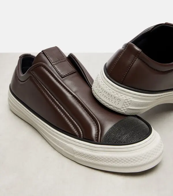 Brunello Cucinelli Monili Leather Sneakers