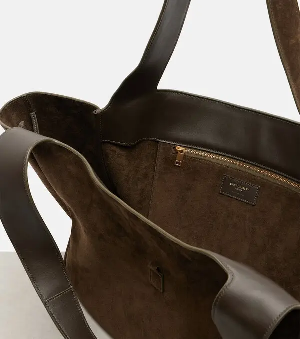 Saint Laurent Le 5 À 7 Besace Suede Tote Bag - Brown