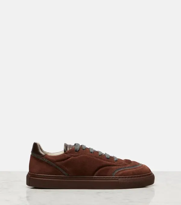 Brunello Cucinelli Monili Suede Lace-up Sneakers