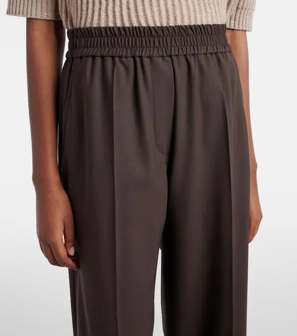 Brunello Cucinelli Wool-blend High-rise Wide-leg Trousers