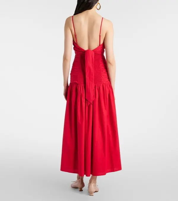 Posse Raquel Ruched Cotton Maxi Dress