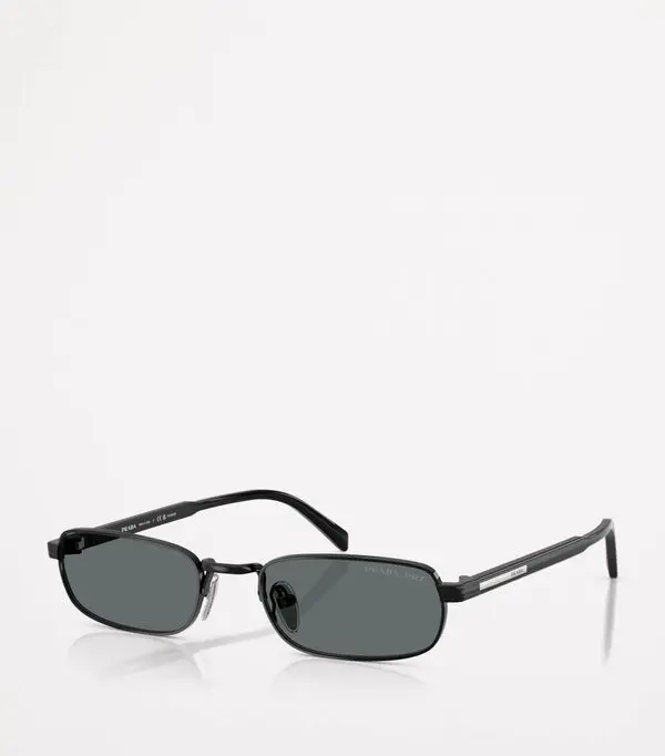 Prada Metal Frame Rectangular Sunglasses - Black