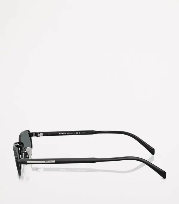 Prada Metal Frame Rectangular Sunglasses - Black