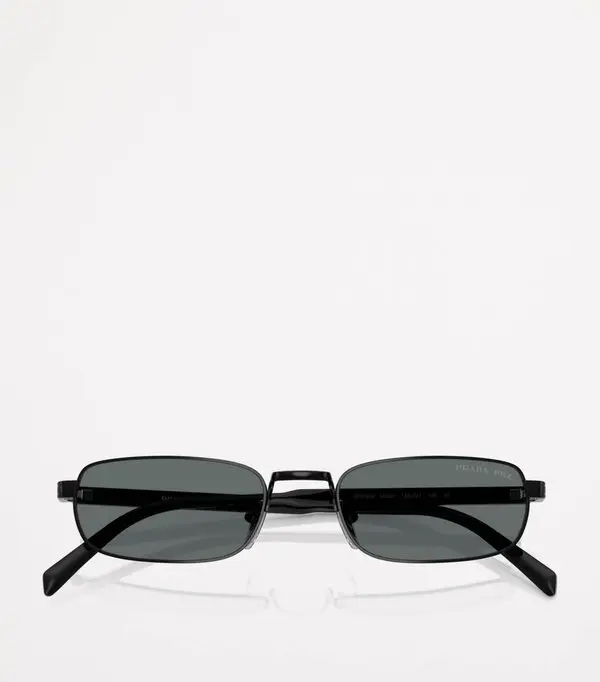 Prada Metal Frame Rectangular Sunglasses - Black
