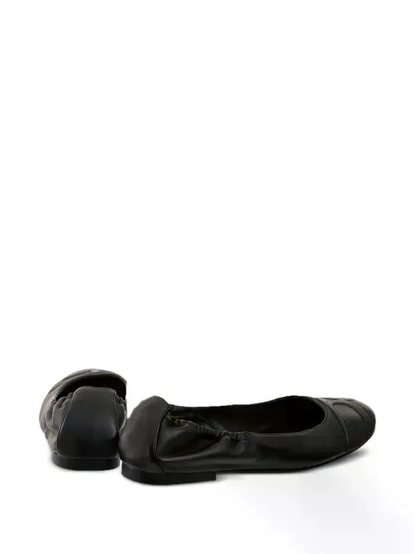 HOGL Daisy Leather Ballet Flats With Elasticated Trim - Black