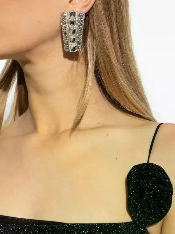 SELF-PORTRAIT Crystal Embellished Geometric Earrings