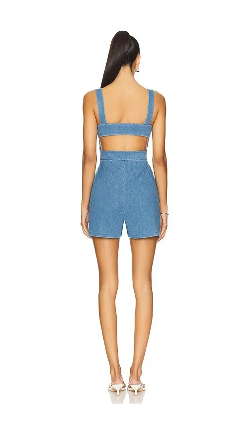 Susana Monaco Stretch Denim Apron Romper