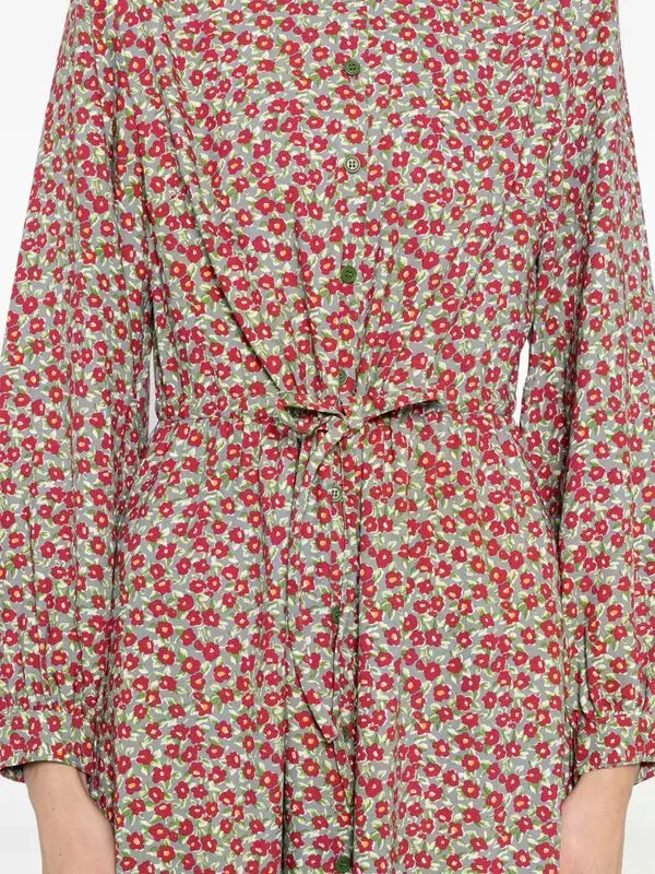 TO B. BY AGNÈS B. Floral Print Shirt Dress With Drawstring Waist