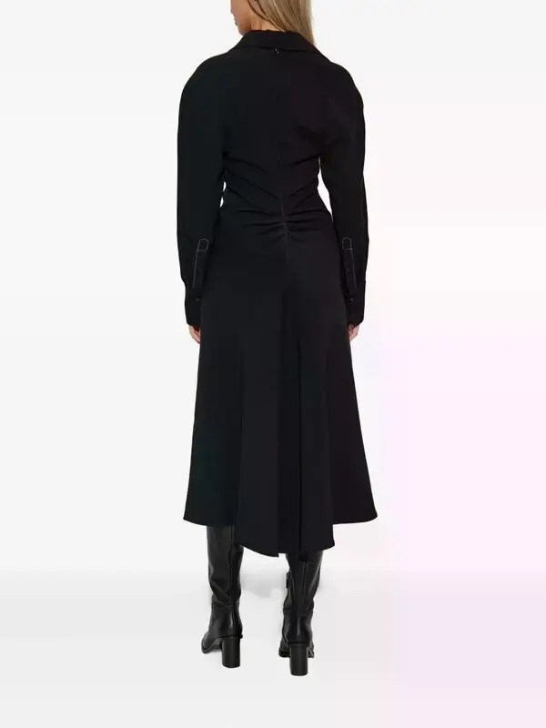 Victoria Beckham Spread-collar Long-sleeve Midi Dress - Black