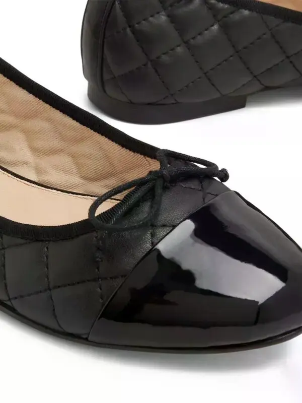 HOUSE OF BALLERINAS Quilted Leather Ballet Flats With Bow Detailing