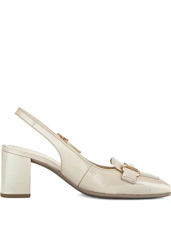 Gabor 70mm Jaconet Slingback Block Heel Pumps - Neutrals