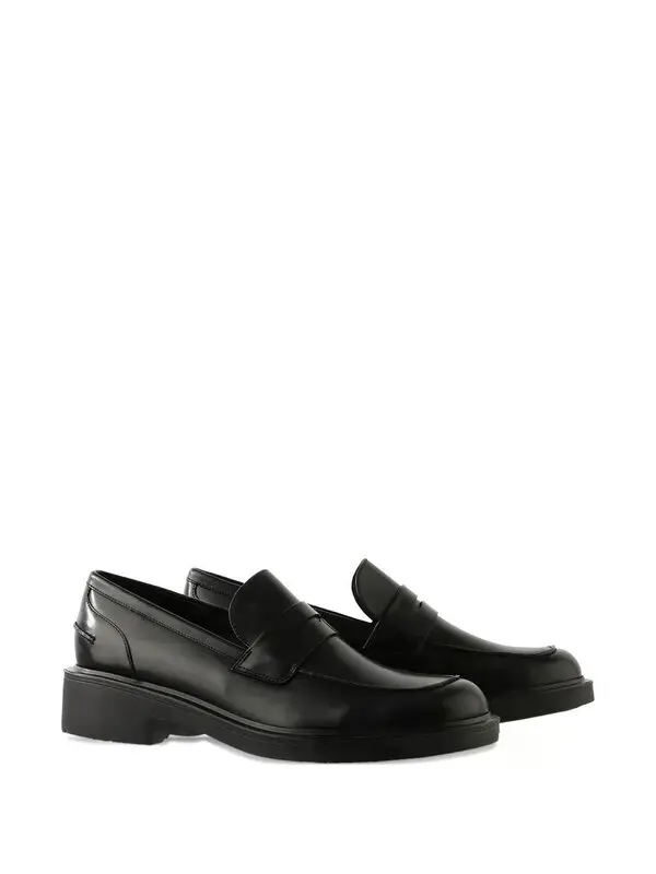HOGL Lauren Block-heel Leather Loafers - Black