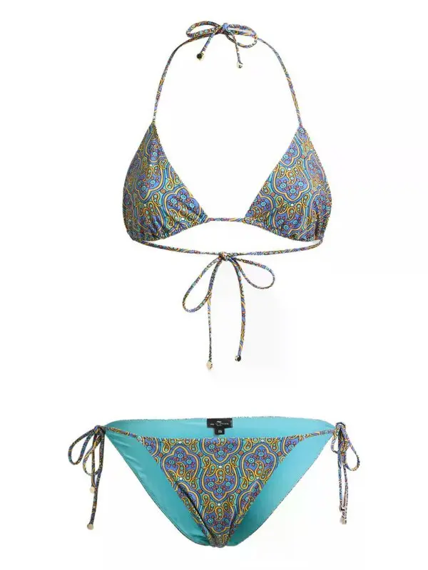 Etro Paisley-print Triangle Bikini - Blue
