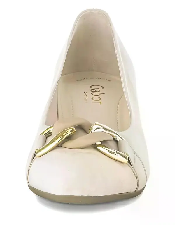 Gabor Chain-embellished Block Heel Pumps - Neutrals
