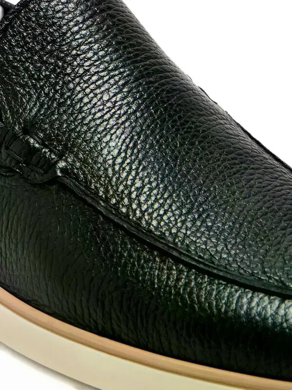 Magnanni Textured Leather Slip-on Loafers - Black