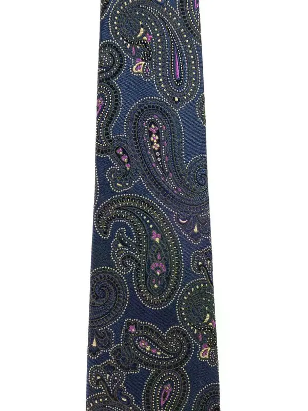 Etro Paisley-print Silk Neck Tie - Blue