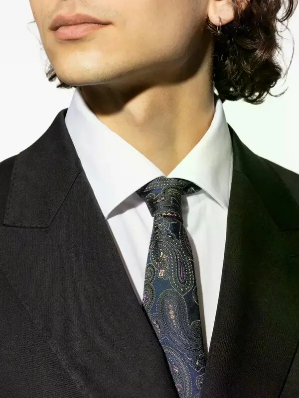 Etro Paisley-print Silk Neck Tie - Blue