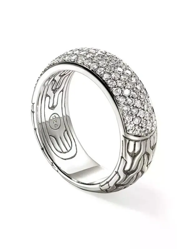 John Hardy 14kt White Gold Essential Diamond Band Ring