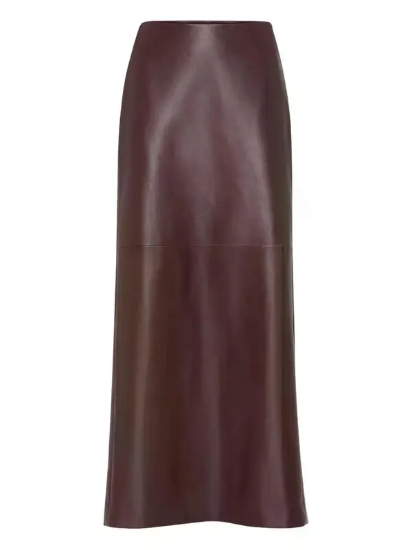 Brunello Cucinelli Leather Maxi Skirt - Red