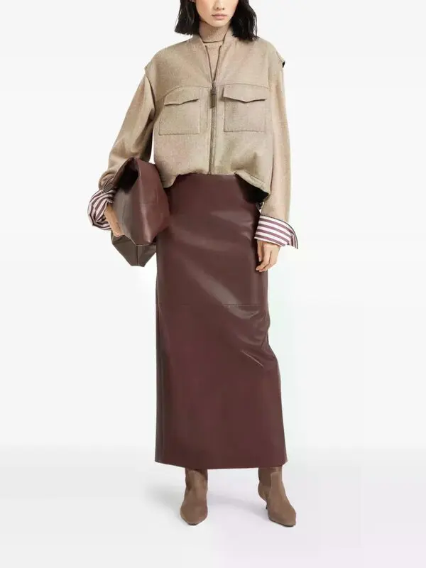 Brunello Cucinelli Leather Maxi Skirt