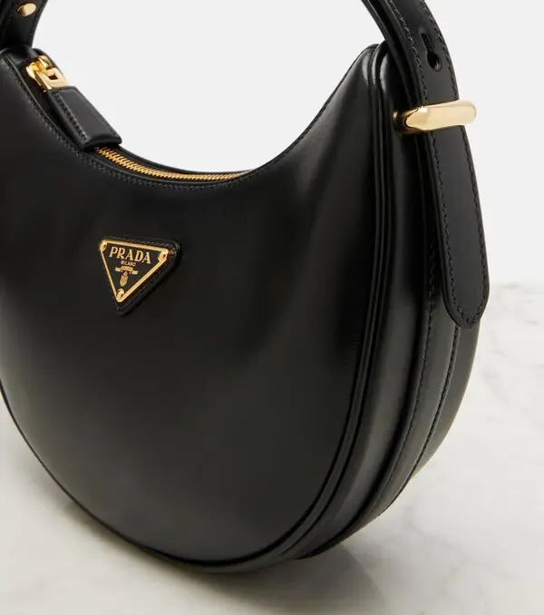 Prada Arqué Small Leather Shoulder Bag - Black