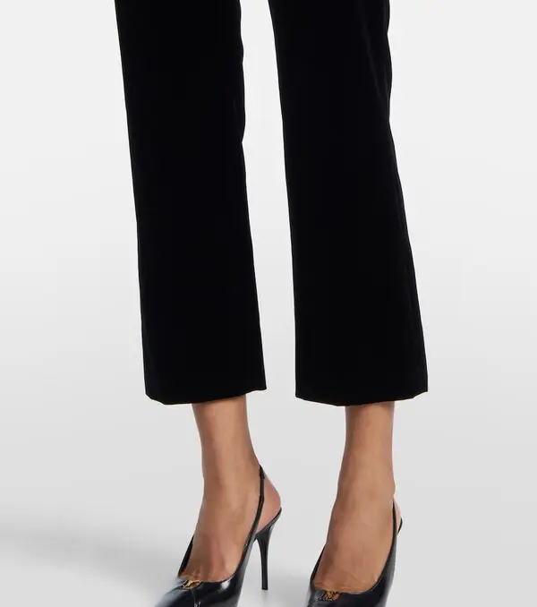 Saint Laurent Cropped Flared Velvet Trousers