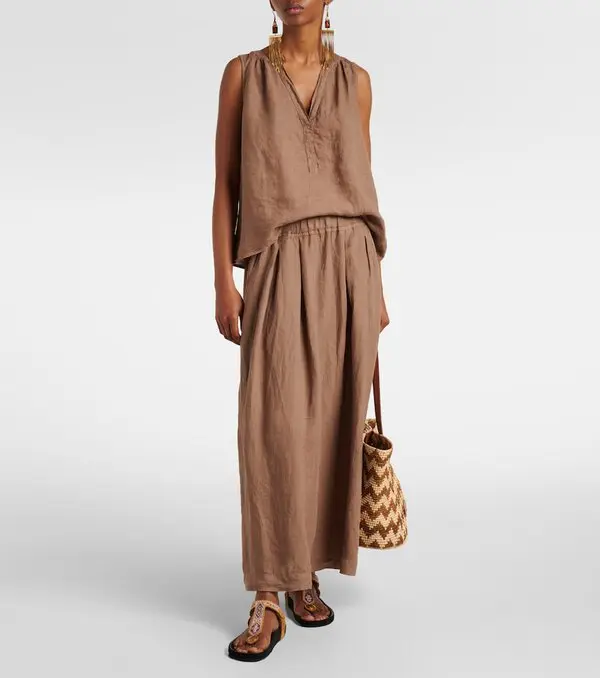 Velvet By Graham & Spencer Tacy Linen Top - Brown