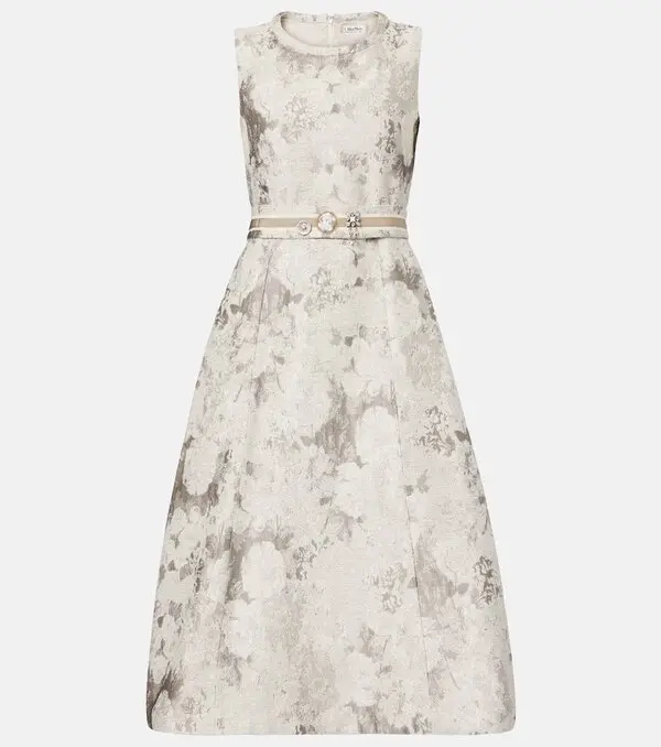 Max Mara Cotton-blend Jacquard Midi Dress