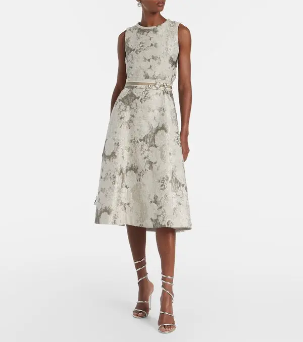 Max Mara Cotton-blend Jacquard Midi Dress