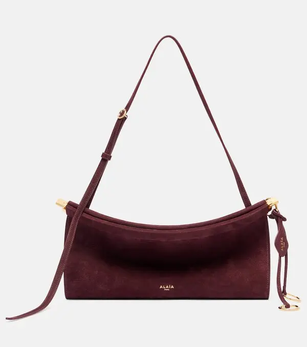 Alaïa Le Click Medium Suede Shoulder Bag - Burgundy