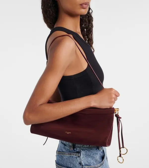 Alaïa Le Click Medium Suede Shoulder Bag - Burgundy