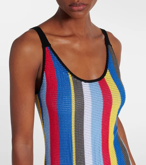 Staud Jessica Striped Crochet Midi Dress - Multicoloured