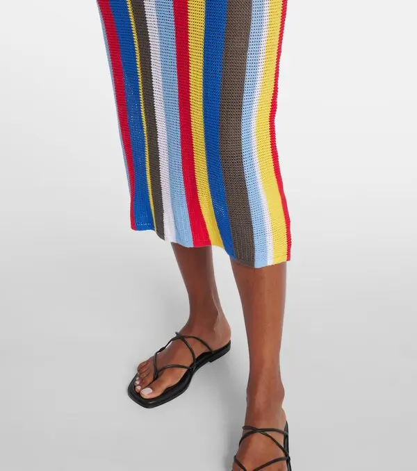 Staud Jessica Striped Crochet Midi Dress - Multicoloured