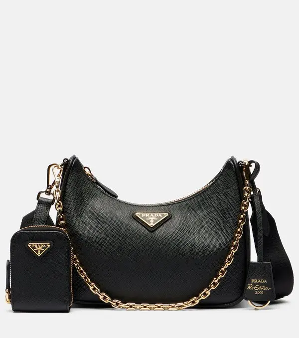 Prada Re-edition 2005 Leather Shoulder Bag - Black