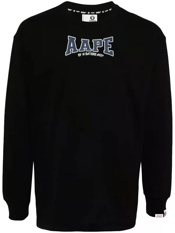 AAPE BY *A BATHING APE Logo-print Long-sleeved T-shirt - Black
