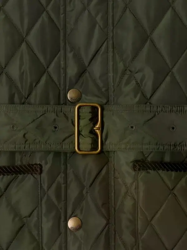 Burberry Diamond-quilted Jacket With Belt