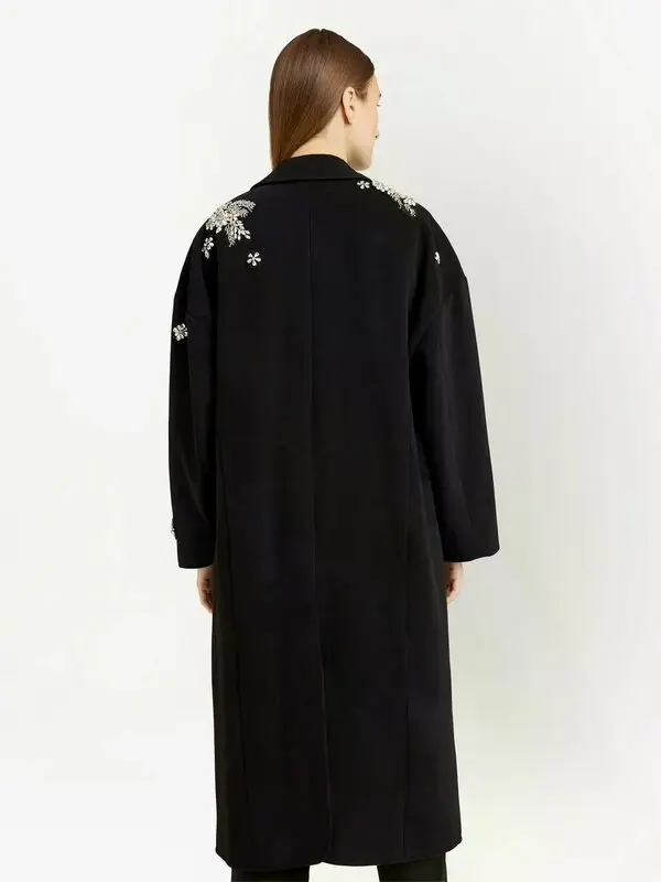 Cinq À Sept Crystal Embellished Wool Blend Coat