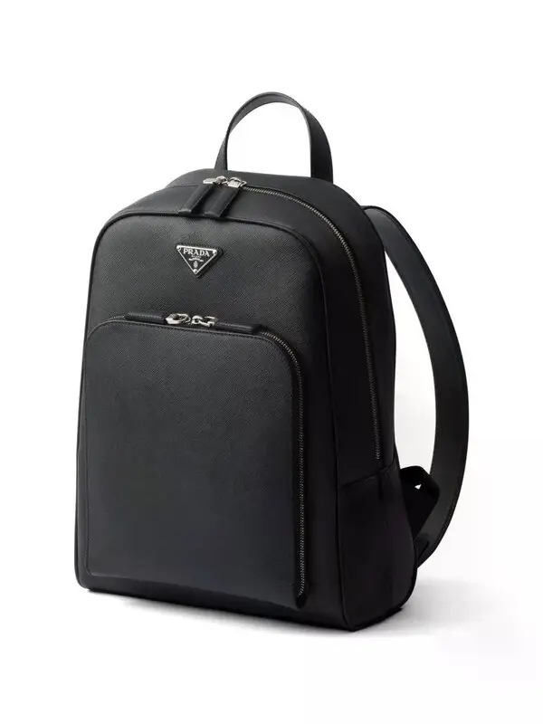 Prada Saffiano Leather Textured Backpack - Black