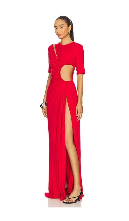 SID NEIGUM Gathered Slit Maxi Dress
