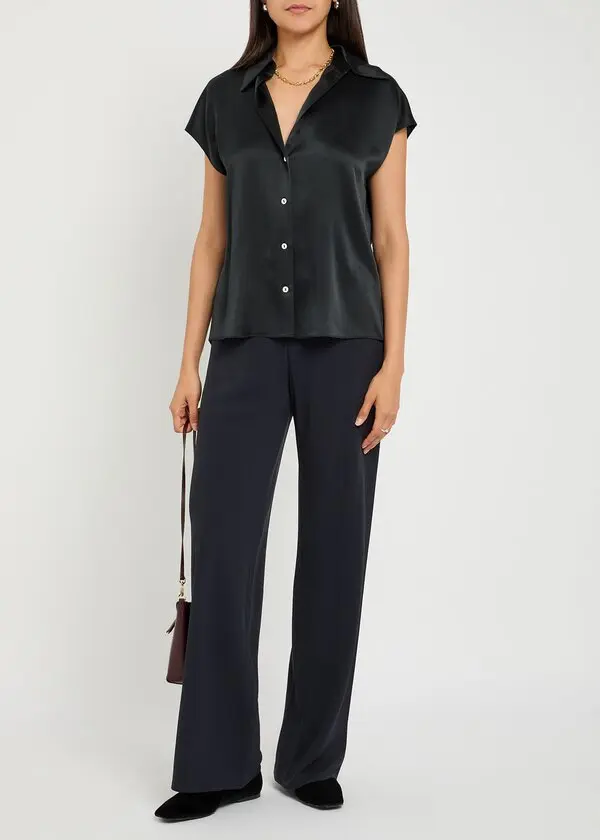 Vince Crepe Straight-leg Trousers - Navy