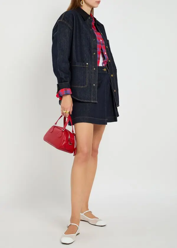 HOUSE OF SUNNY Pleated Denim Mini Skirt