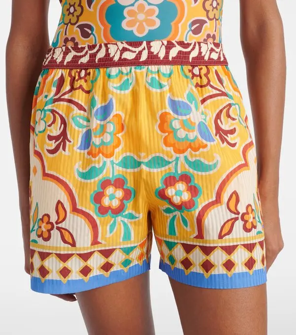 Etro Printed Cotton And Silk Shorts