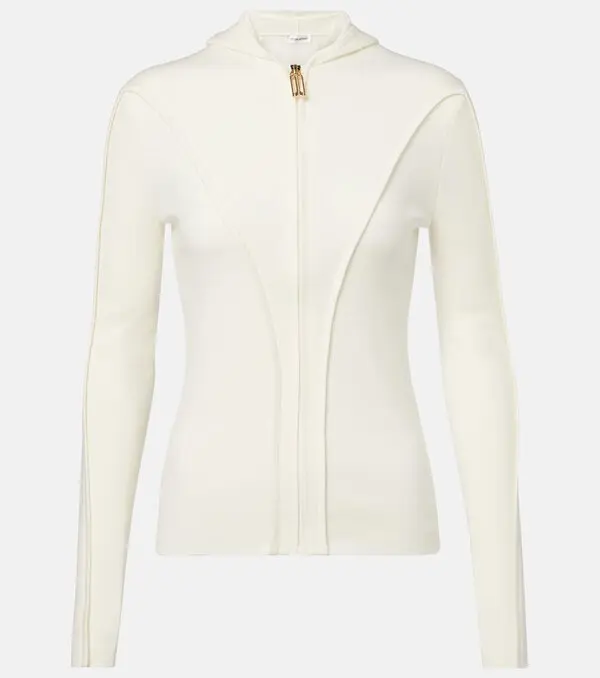 Victoria Beckham Wool-blend Jersey Zip-up Hoodie