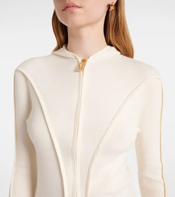 Victoria Beckham Wool-blend Jersey Zip-up Hoodie