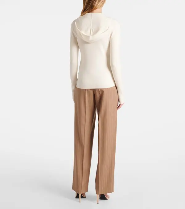 Victoria Beckham Wool-blend Jersey Zip-up Hoodie