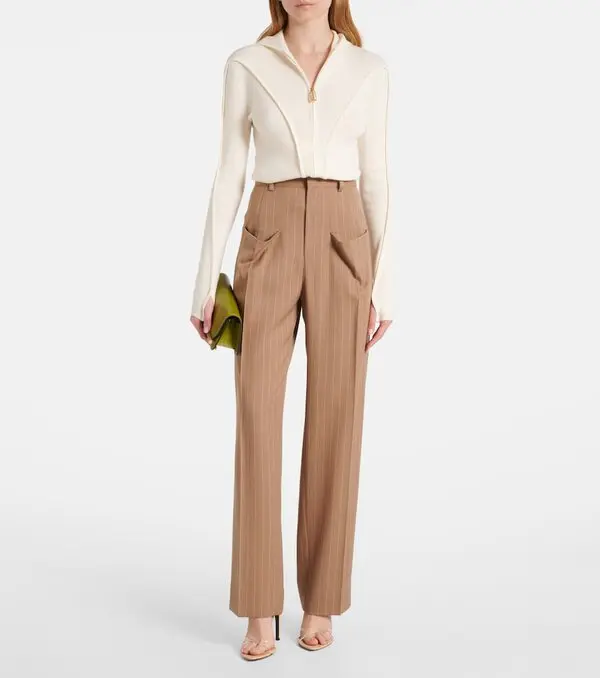 Victoria Beckham Wool-blend Jersey Zip-up Hoodie