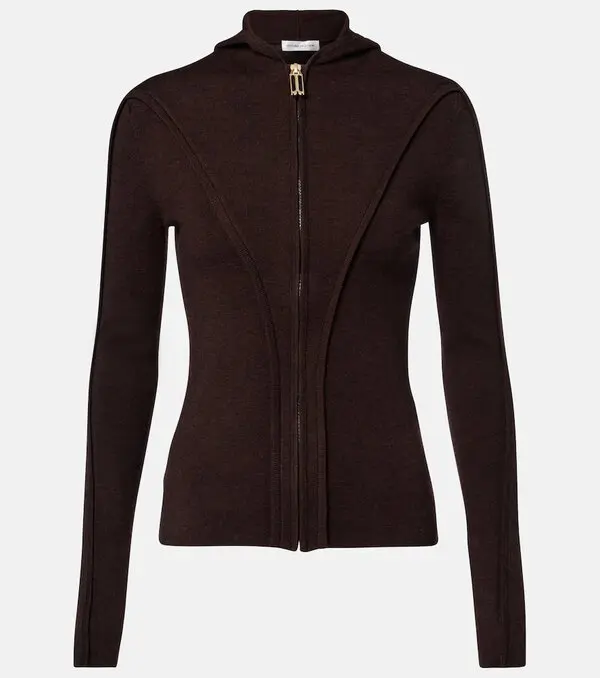 Victoria Beckham Wool-blend Jersey Zip-up Hoodie